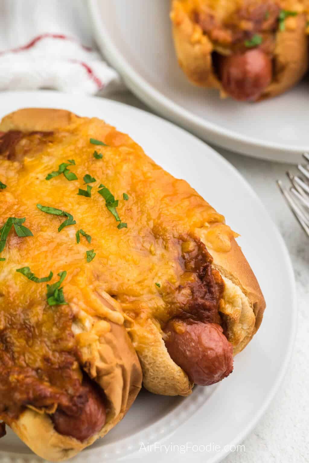 Air Fryer Chili Cheese Dogs | Air Frying Foodie